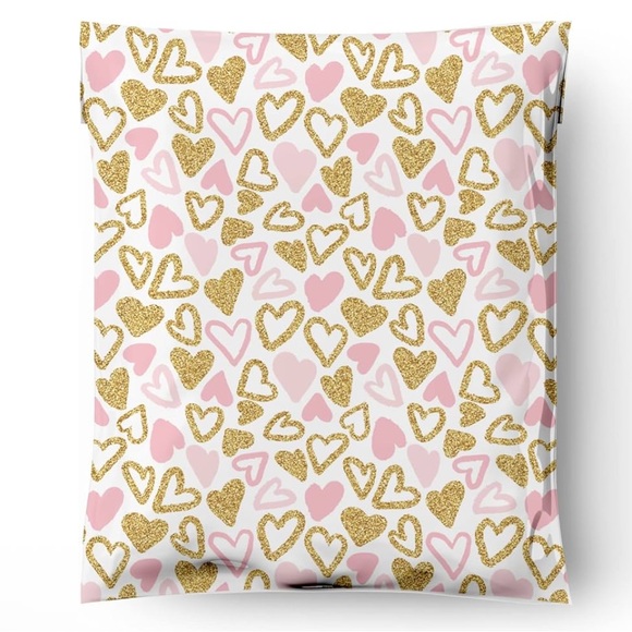 Office | 1 19x24 Pink And Gold Heart Poly Mailer | Poshmark